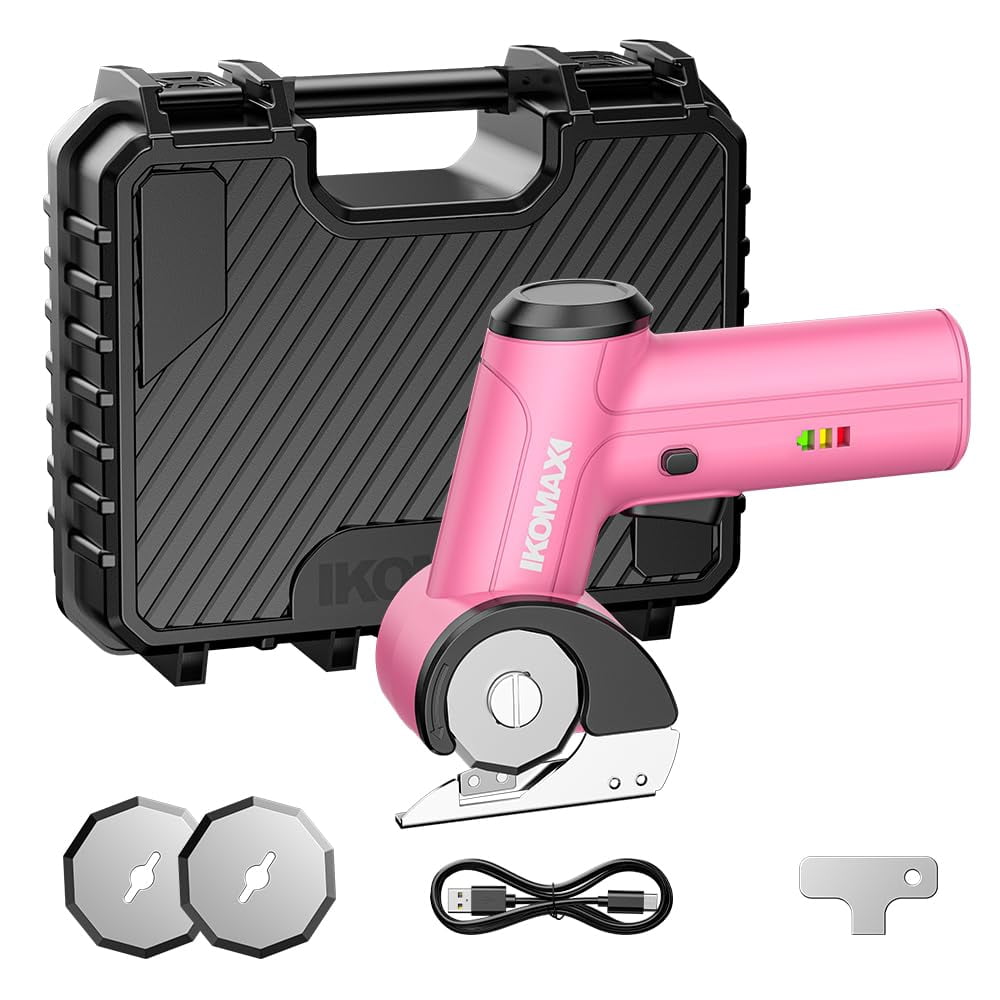 KOMAX Cordless Electric Scissors,4V Cardboard Cutter with 3 Blades,Rechargeable 2000mAh Battery ...