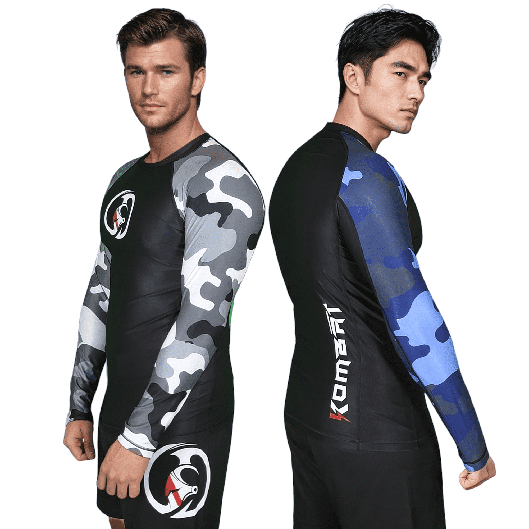 KOMBAT USA Full Sleeve Rash Guard KC Ocean & Snow, Men's MMA, BJJ, Muay ...