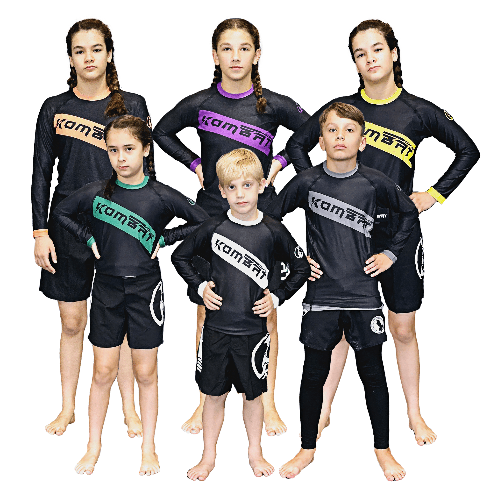 KOMBAT USA Rash Guards for Boys and Girls, Full Sleeve Compression BJJ ...