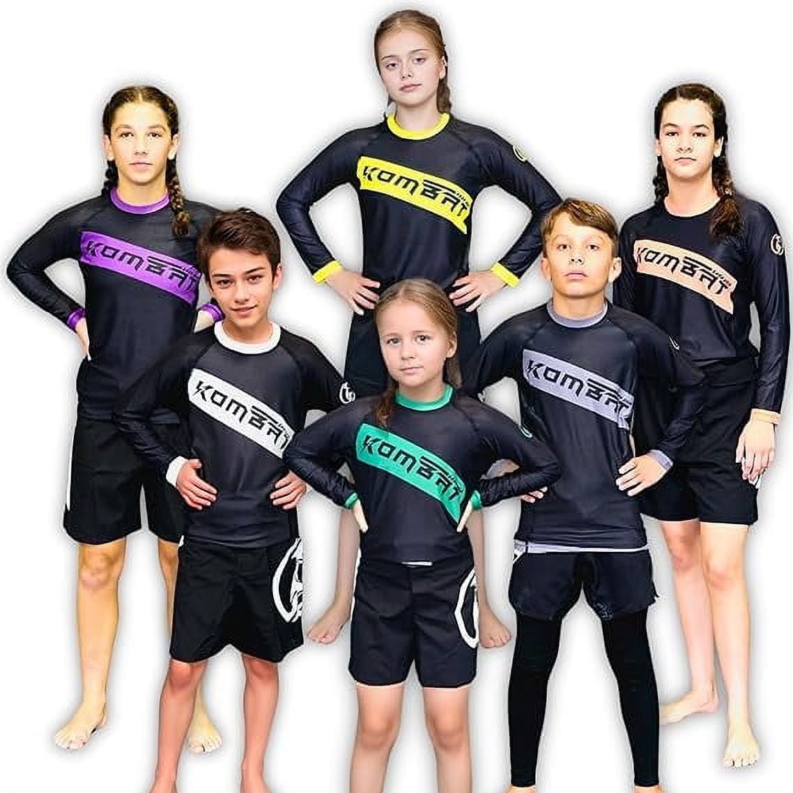 KOMBAT USA Rash Guards for Boys and Girls, Full Sleeve Compression BJJ ...