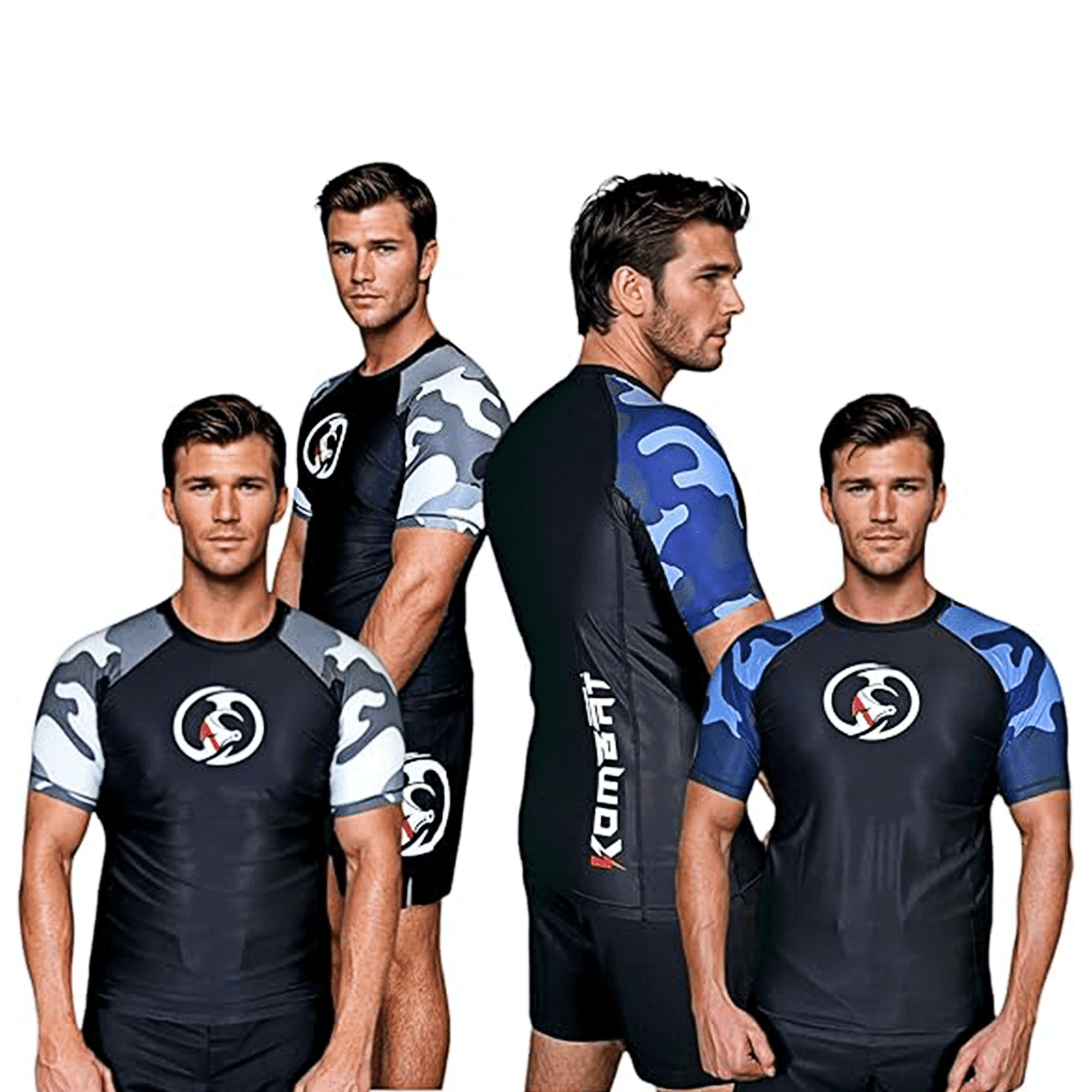 KOMBAT USA Short Sleeve Rash Guard KC Ocean & Snow, MMA, BJJ Compression Half Sleeve Jiu Jitsu ...