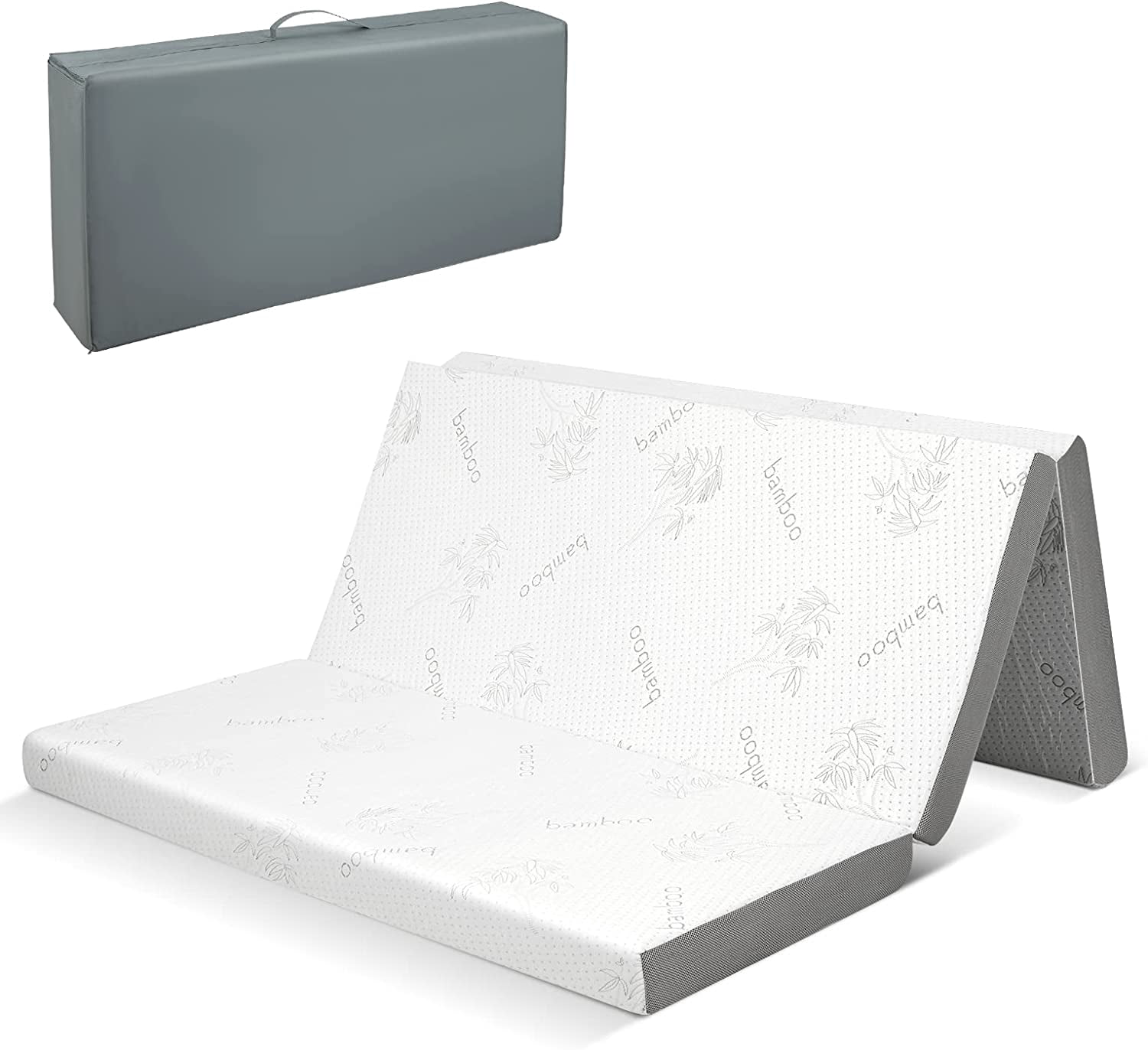 KOMFOTT 4” Tri-Folding Mattress with Storage Bag Full Size, Memory Foam ...