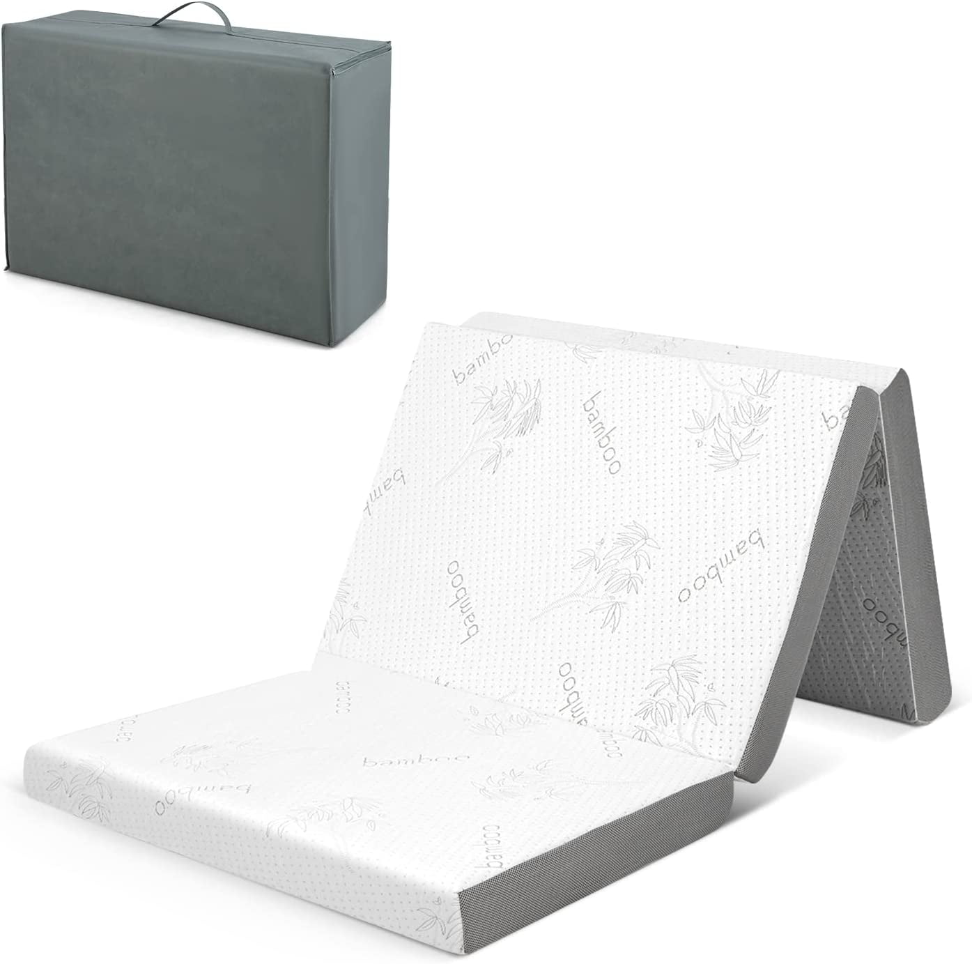 KOMFOTT 4” Tri-Folding Mattress with Storage Bag Full Size, Memory Foam ...