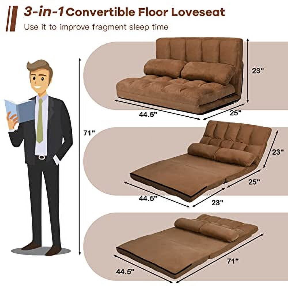 KOMFOTT Adjustable Floor Sofa Bed, Foldable Lazy Sofa Sleeper Bed with ...