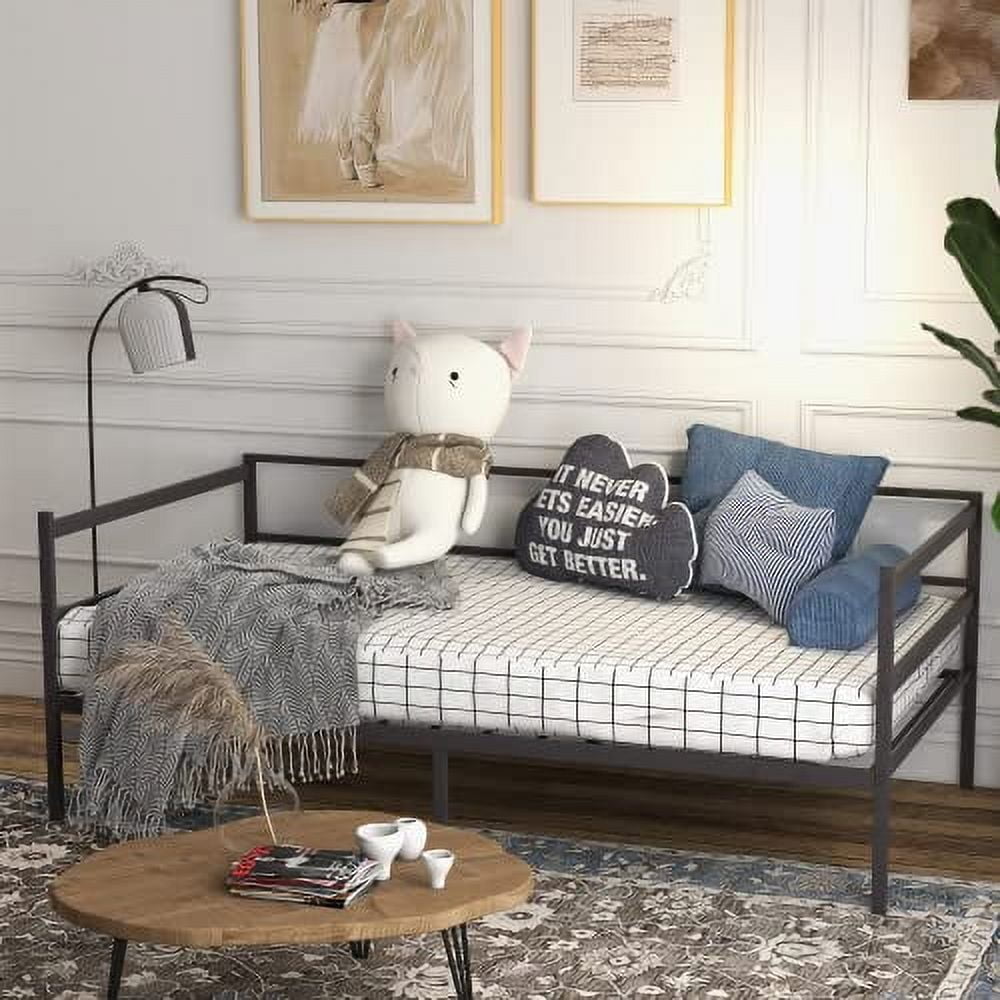 KOMFOTT Metal Daybed Frame Twin Size, Heavy-Duty Steel Slats Support ...