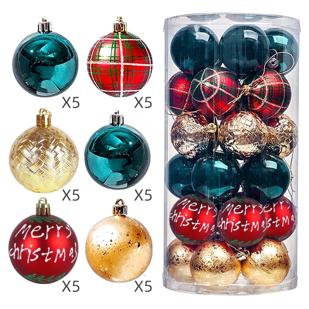KOMI 30 Pcs 2.36 Inch Christmas Ball Ornaments Glittering Red Green ...