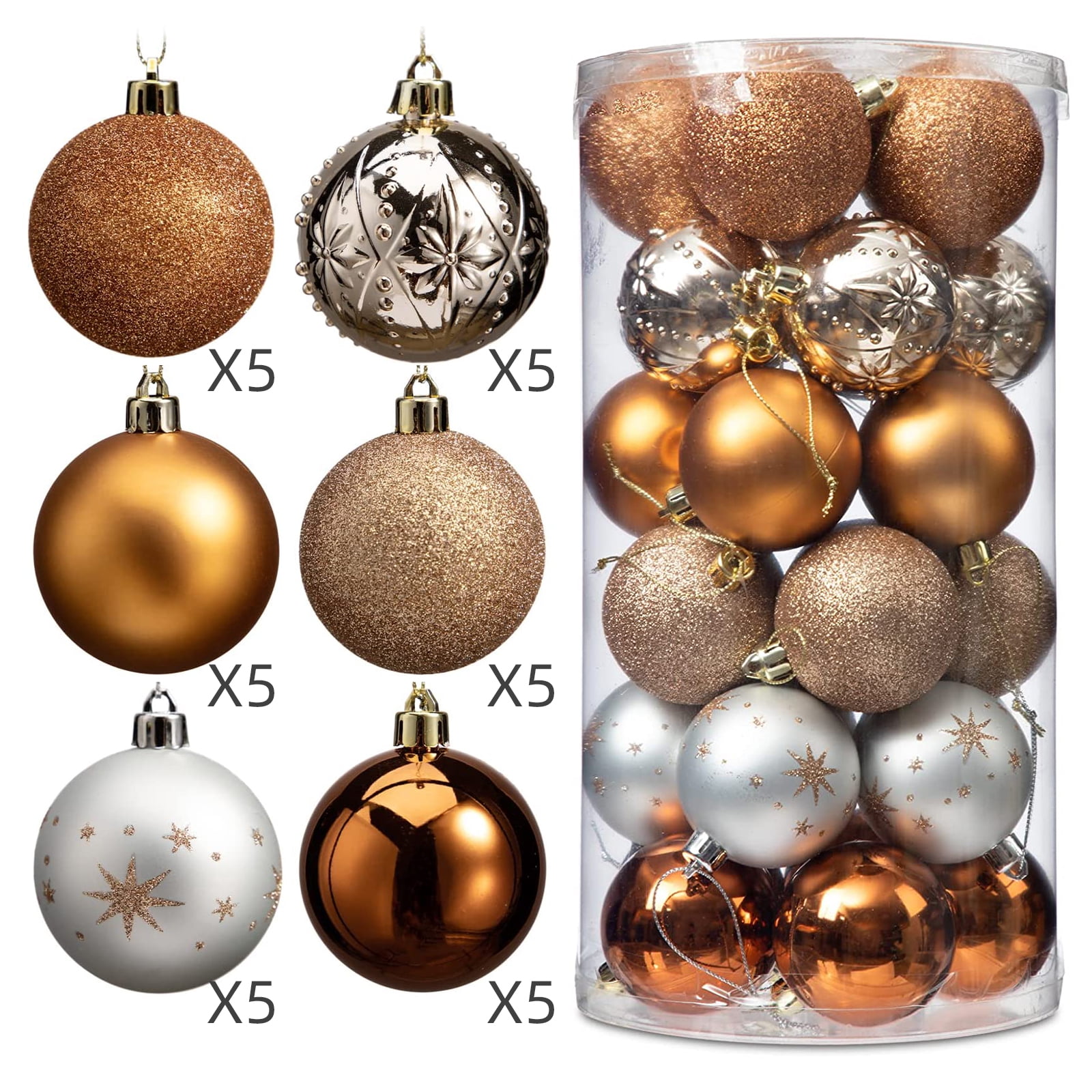 KOMI 30 Pcs 2.36 Inch Christmas Ball Ornaments Glittering Red Green ...