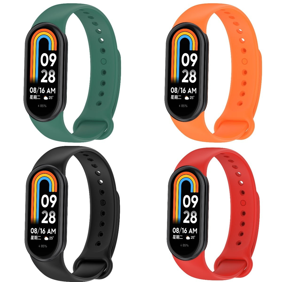 KOMI 4 Pcs Xiaomi Mi 8 Strap Replacement Bands for Mi Band 8 Smart ...