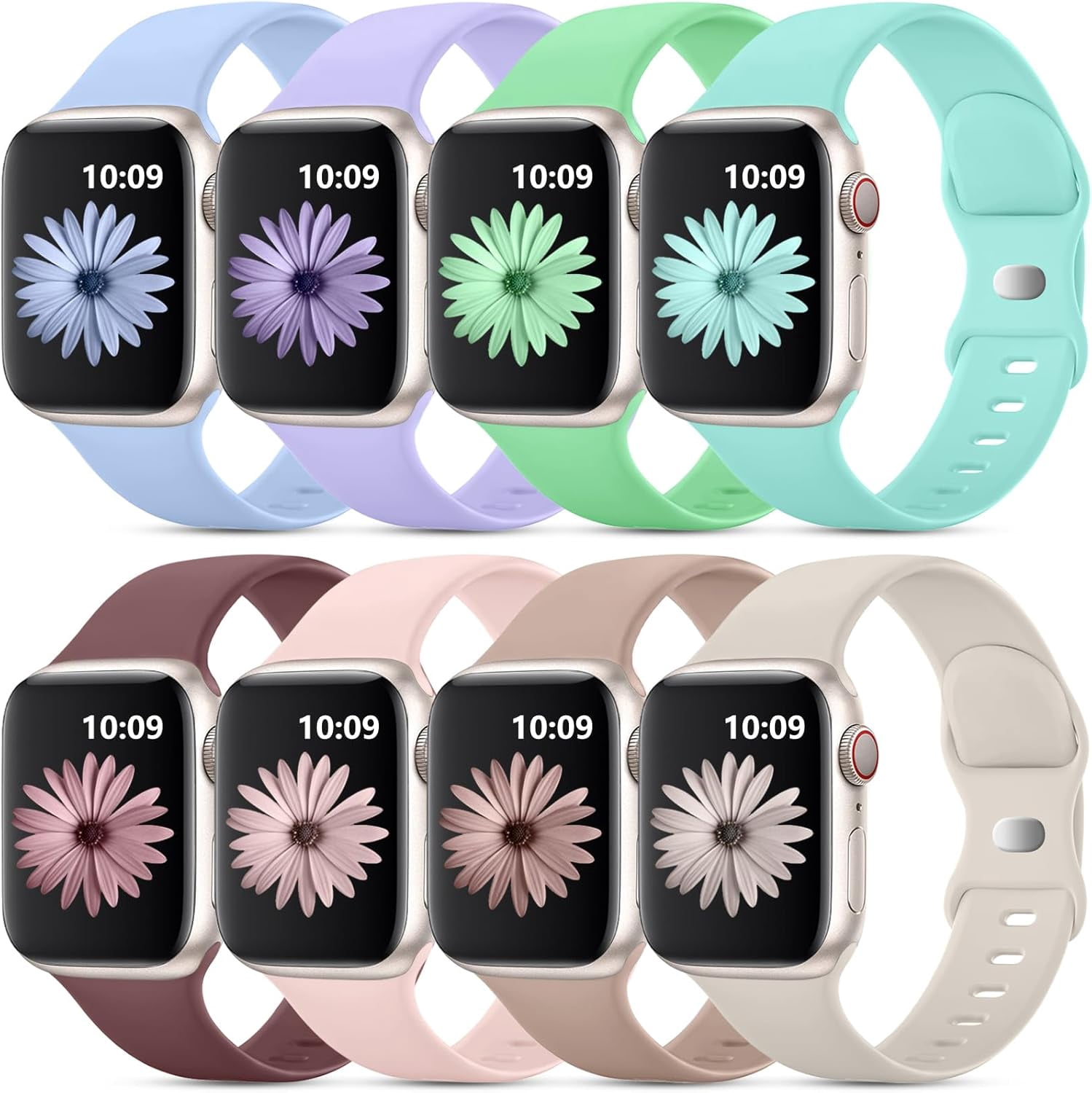 KOMI 8 Pack Sport Bands Compatible with Apple Watch Band 38mm 40mm 41mm ...