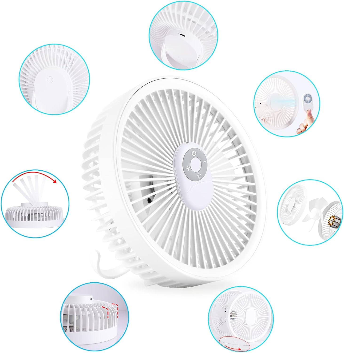 KOMI Camping Fans for Tents,Camping Fan with Light,Camp Fan for Tent ...