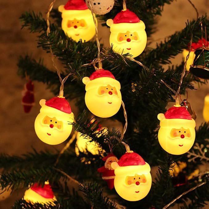 KOMI Christmas Santa Head Light Santa Head String Lights 2.6Inch ...