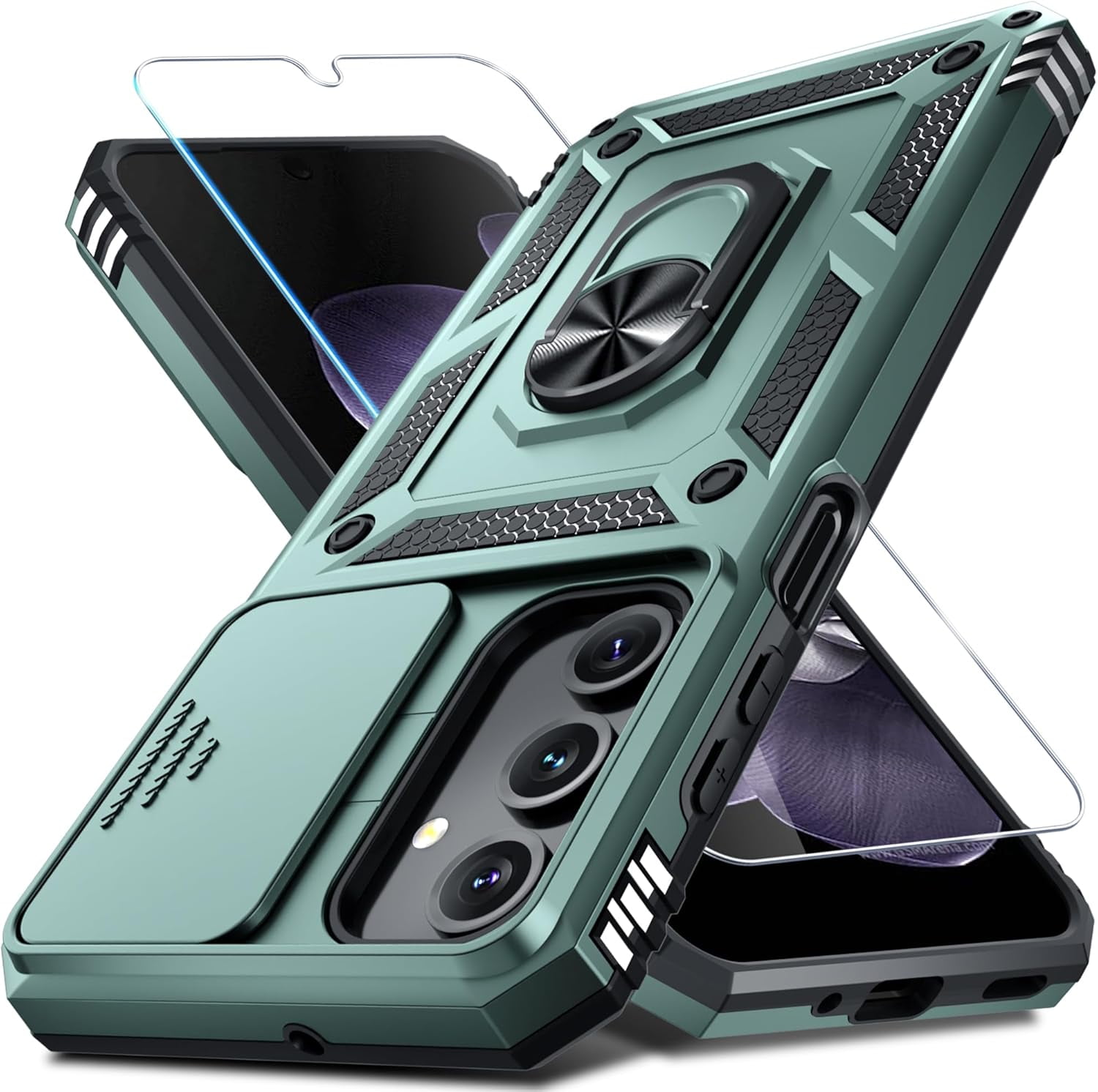 KOMI Compatible with Samsung Galaxy A16 5G Case Built in Slide Camera Lens Cover+Screen ...