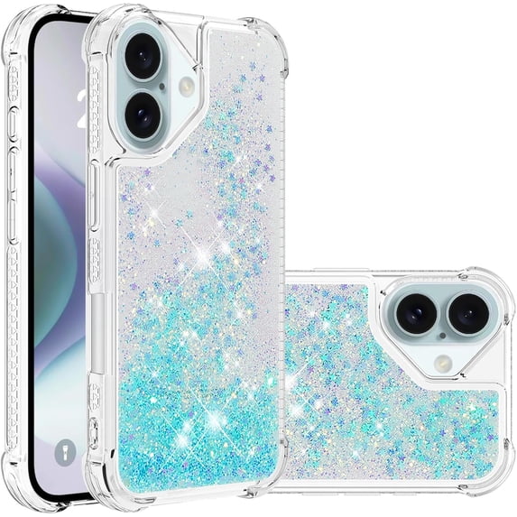 KOMI Compatible with iPhone 16 Plus 2024 Glitter Case Clear Flowing ...