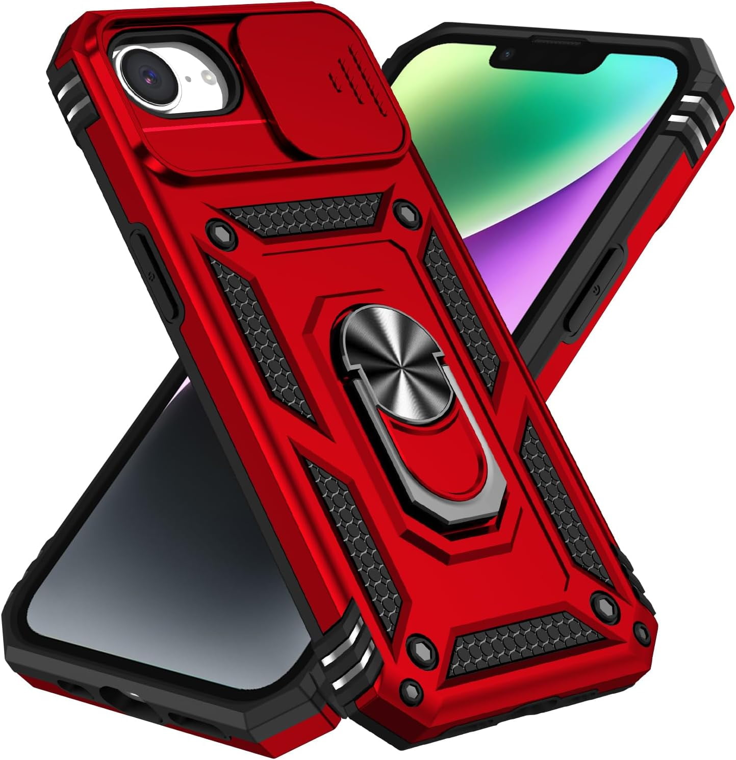 KOMI Compatible with iPhone 16e Back Case with TPU Bumper 360 Degrees ...