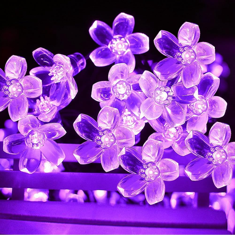 KOMI Fairy Flower String Lights Purple Decorative Lights 33 Feet 100LED ...