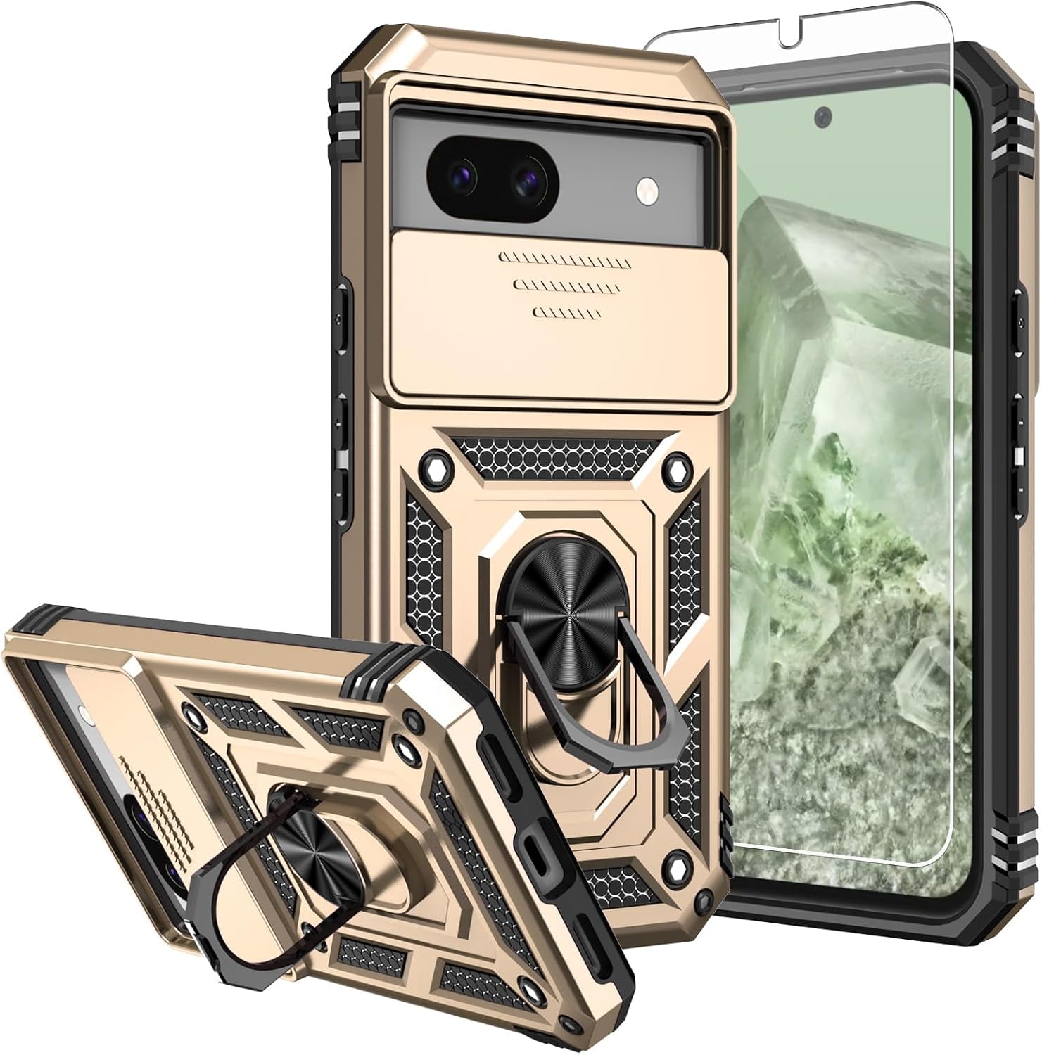 KOMI for Galaxy A16 5G Phone Case, A16 5G Case,with Screen Protectors and Camera Cover,[Military ...