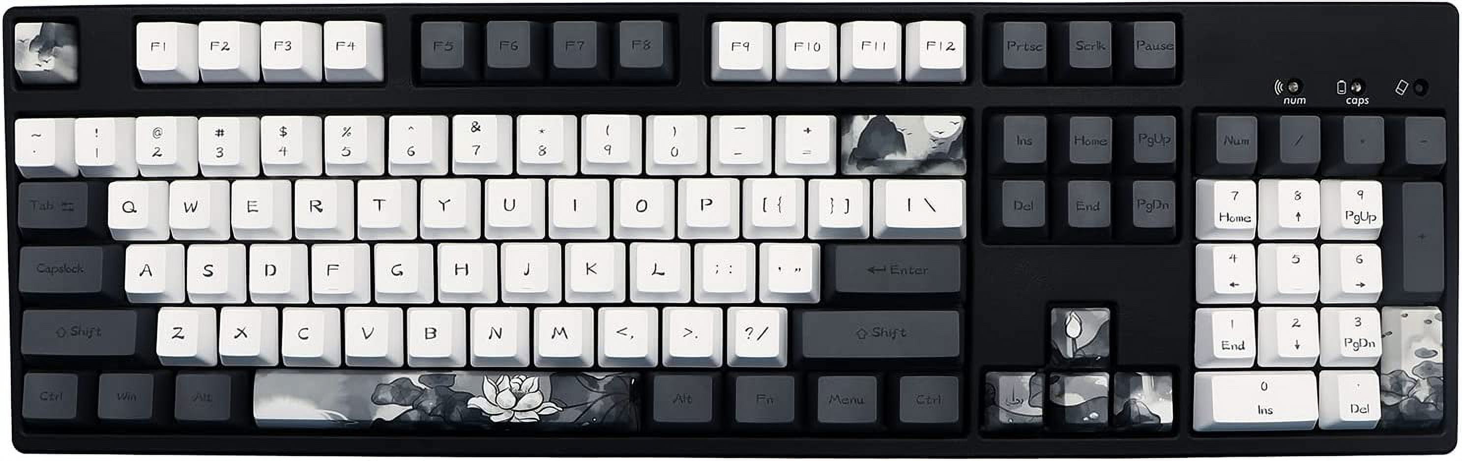 KOMI Ink Lotus Keycaps 140-Key OEM Profile PBT Dye Sublimation Keycaps ...