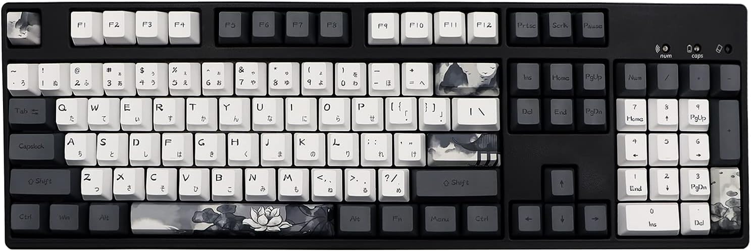 KOMI Ink Lotus Keycaps OEM Profile Japanese Keycaps 140 Keys PBT Dye ...