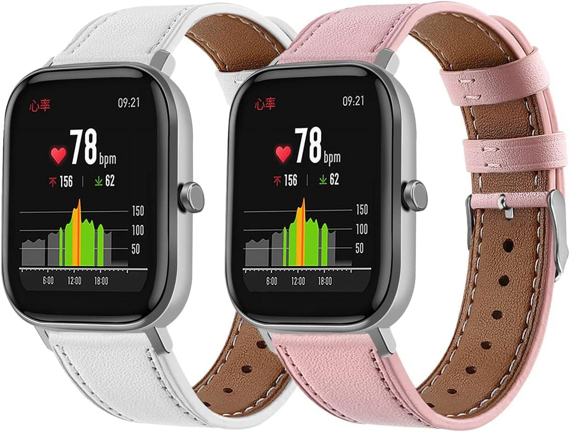 KOMI Leather WatchBand Compatible with Hero Band III,Donerton, Popglory, CanMixs P22, AGPTEK ...