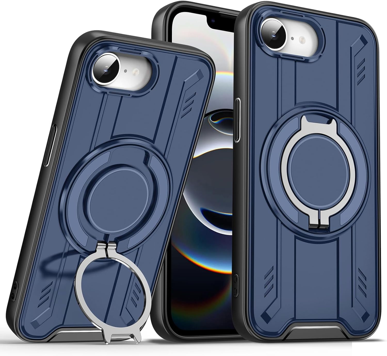KOMI Magnetic Case for iPhone 16E / iPhone SE4, Rotatable Ring Holder ...
