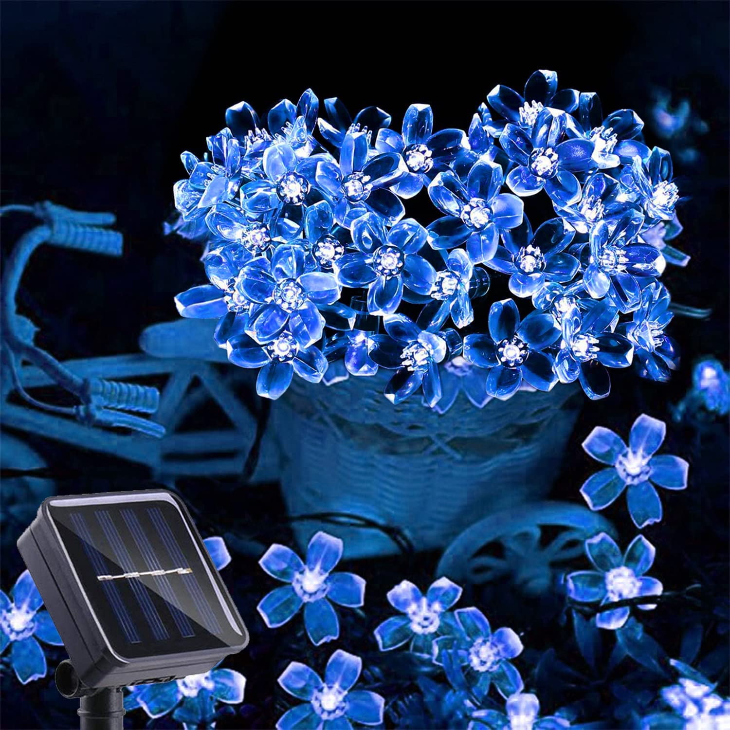 KOMI Outdoor Solar Flower String Lights Waterproof 50 LED Fairy Light ...