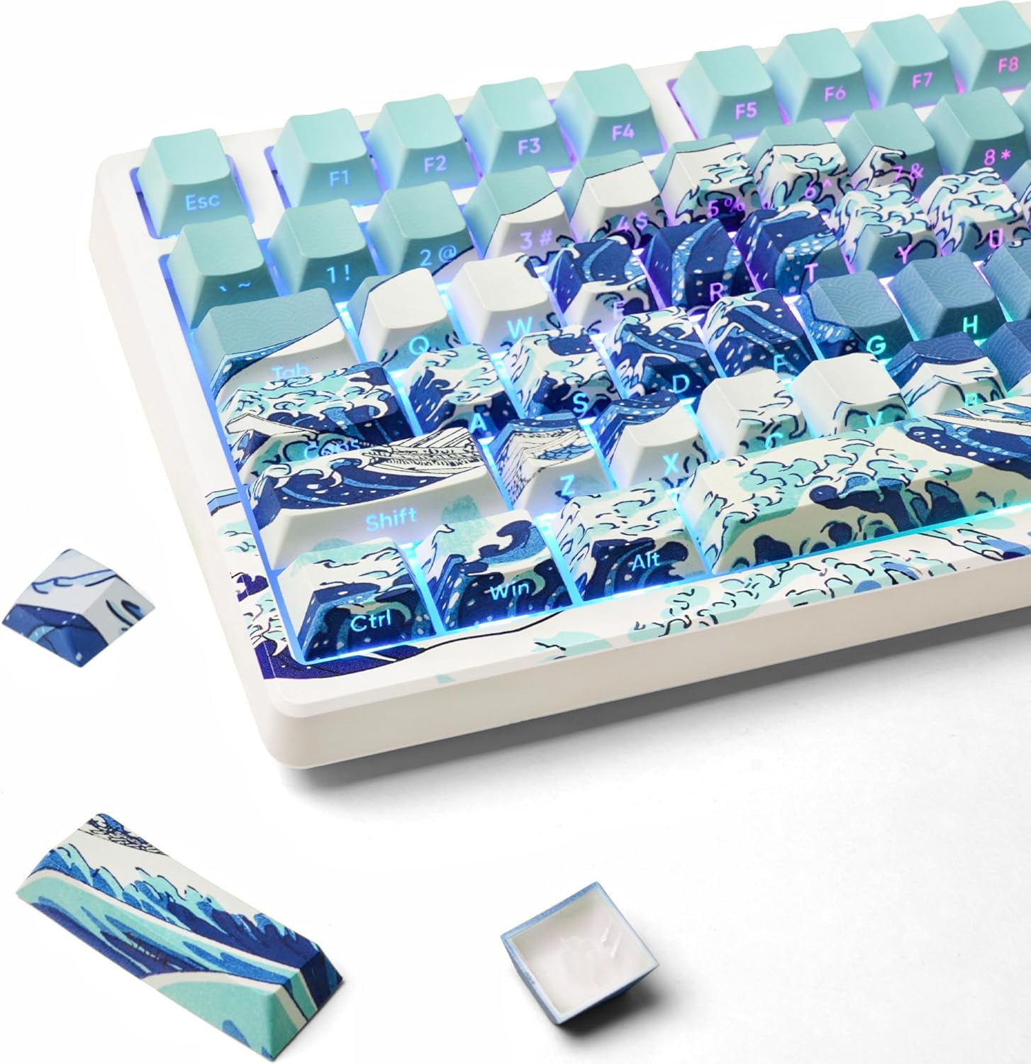 KOMI PBT Custom keycaps,Shine Through Keycaps 75 Percent,Double Shot ...