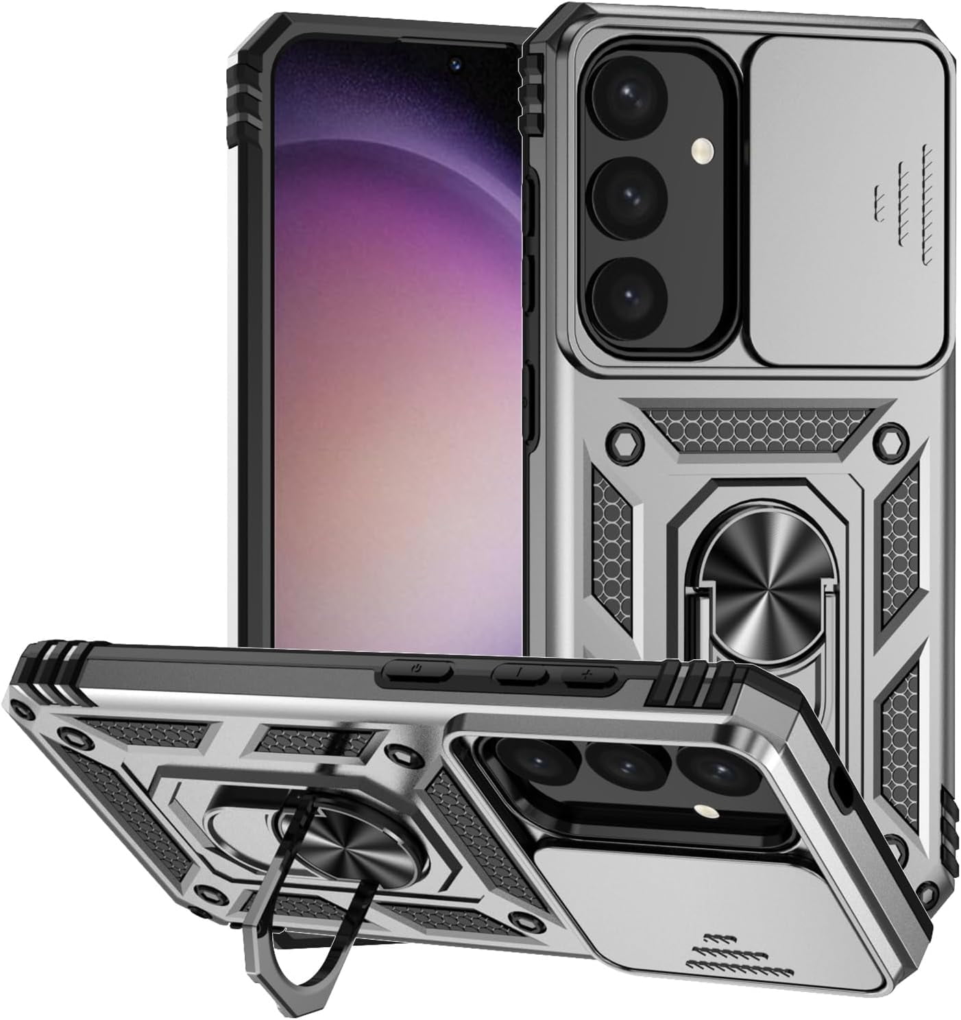 KOMI for Samsung Galaxy S25 Case Heavy Duty with Metal Ring Stand ...