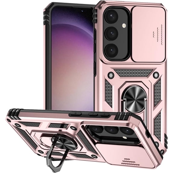 KOMI for Samsung Galaxy S25 Rugged Case with Metal Ring Stand & Slide ...