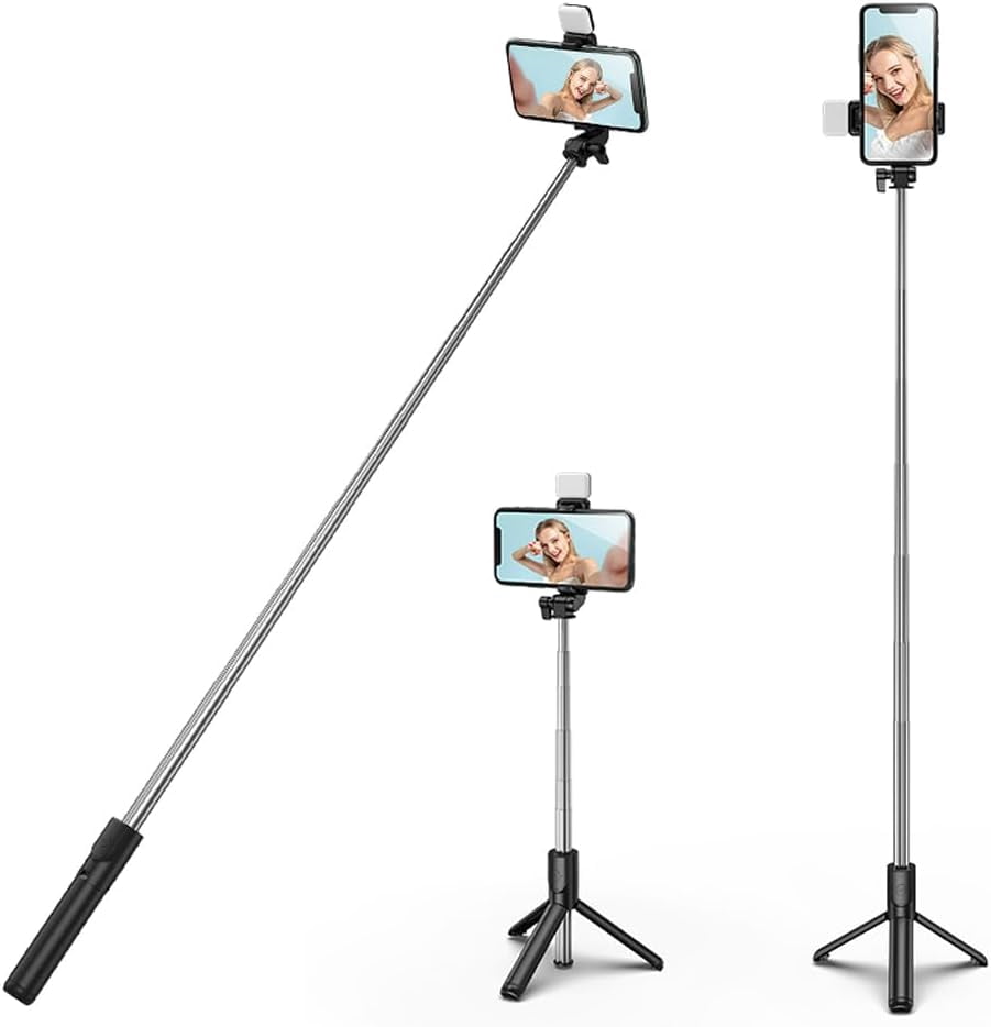 KOMI Selfie Stick Tripod with Fill Light, 40 inch Extendable and ...