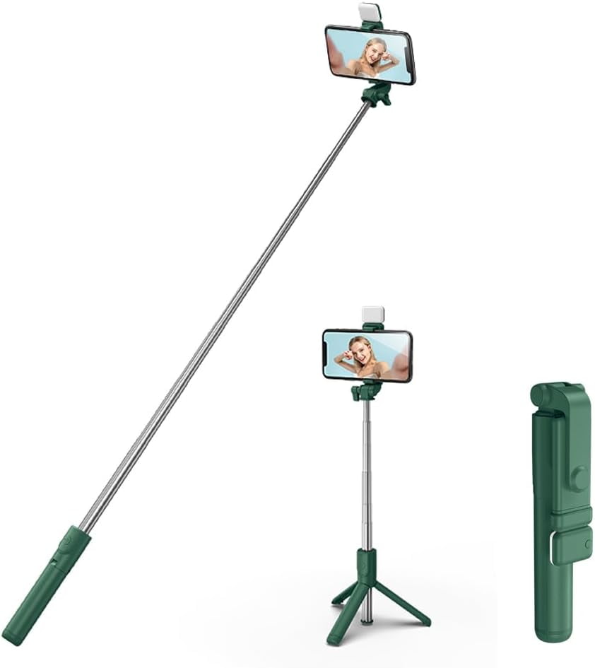 KOMI Selfie Stick Tripod with Fill Light, Extendable and Portable ...