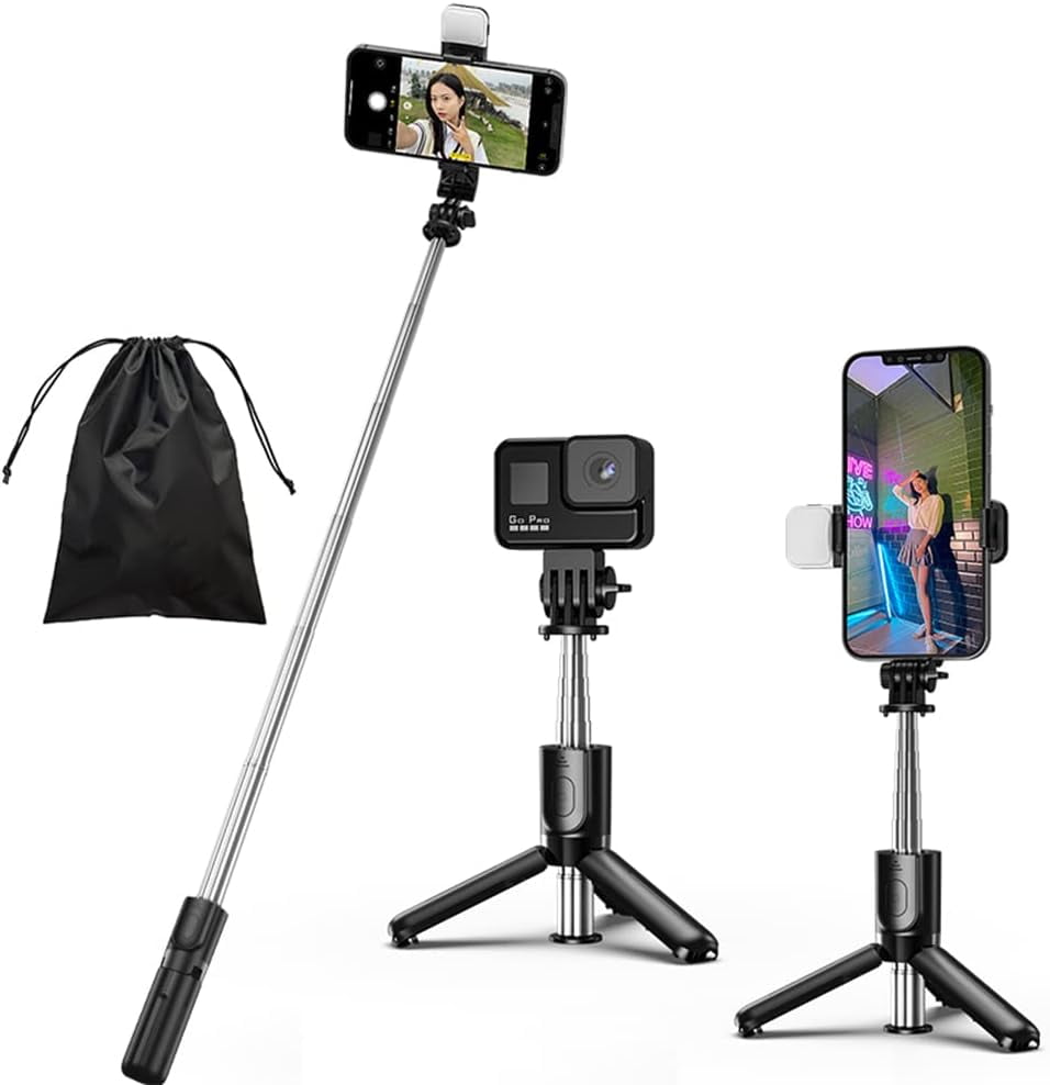 KOMI Selfie Stick Tripod with Fill Light,Stable Tripod Stand with ...