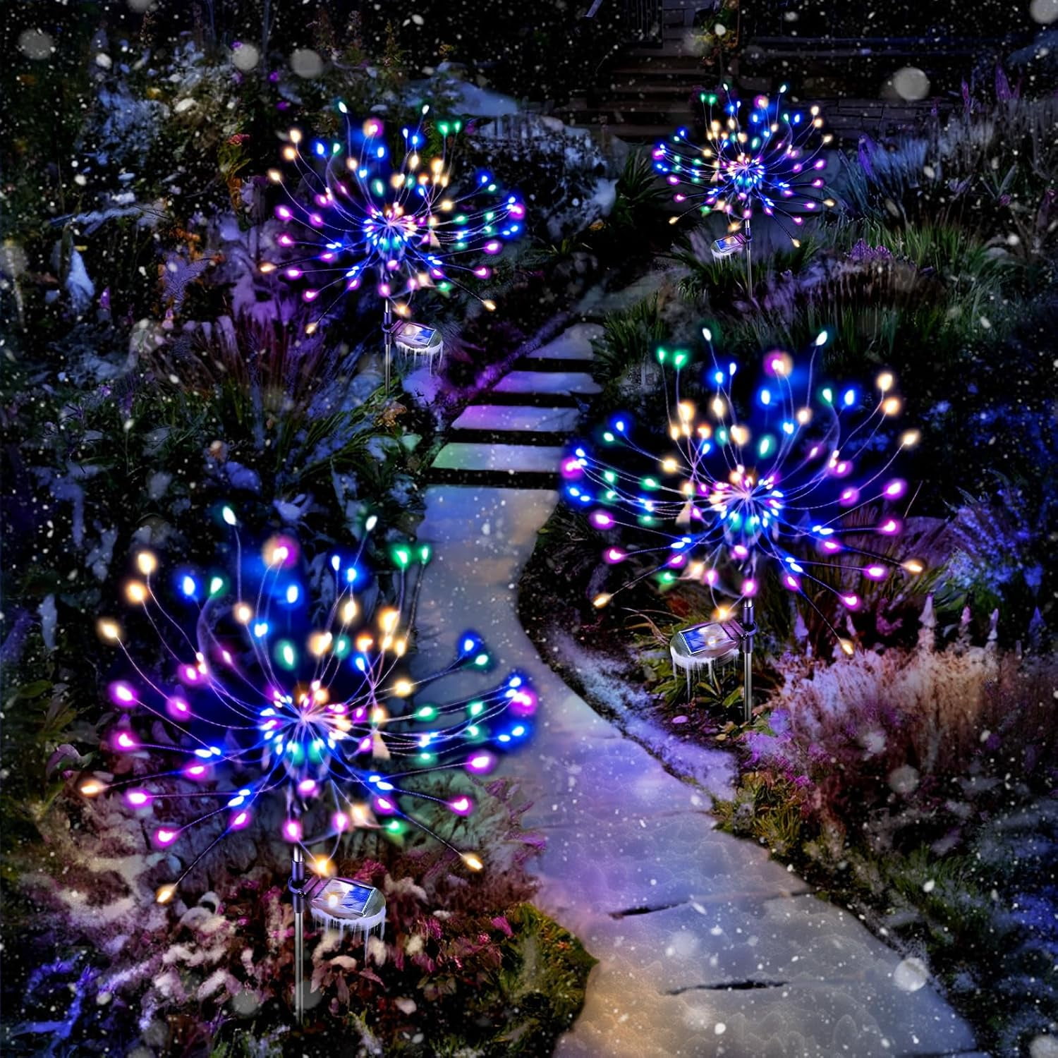KOMI Solar Fireworks Lights Outdoor: Garden Fairy Light Waterproof for ...