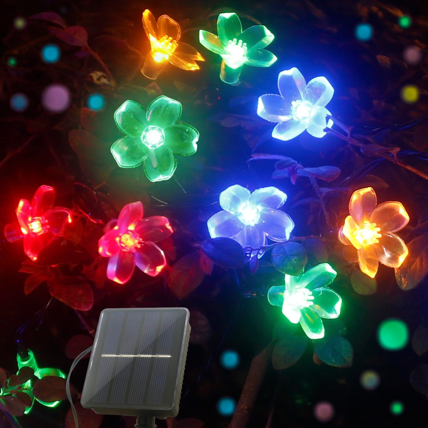 KOMI Solar String Flower Lights Outdoor Waterproof, 39ft 100LED Solar ...