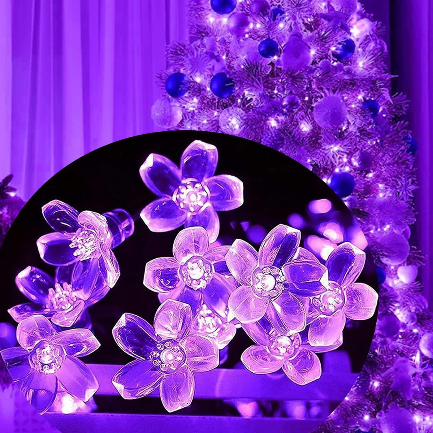 KOMI Solor String Lights, Purple Lights Room Decor Flower String Lights ...