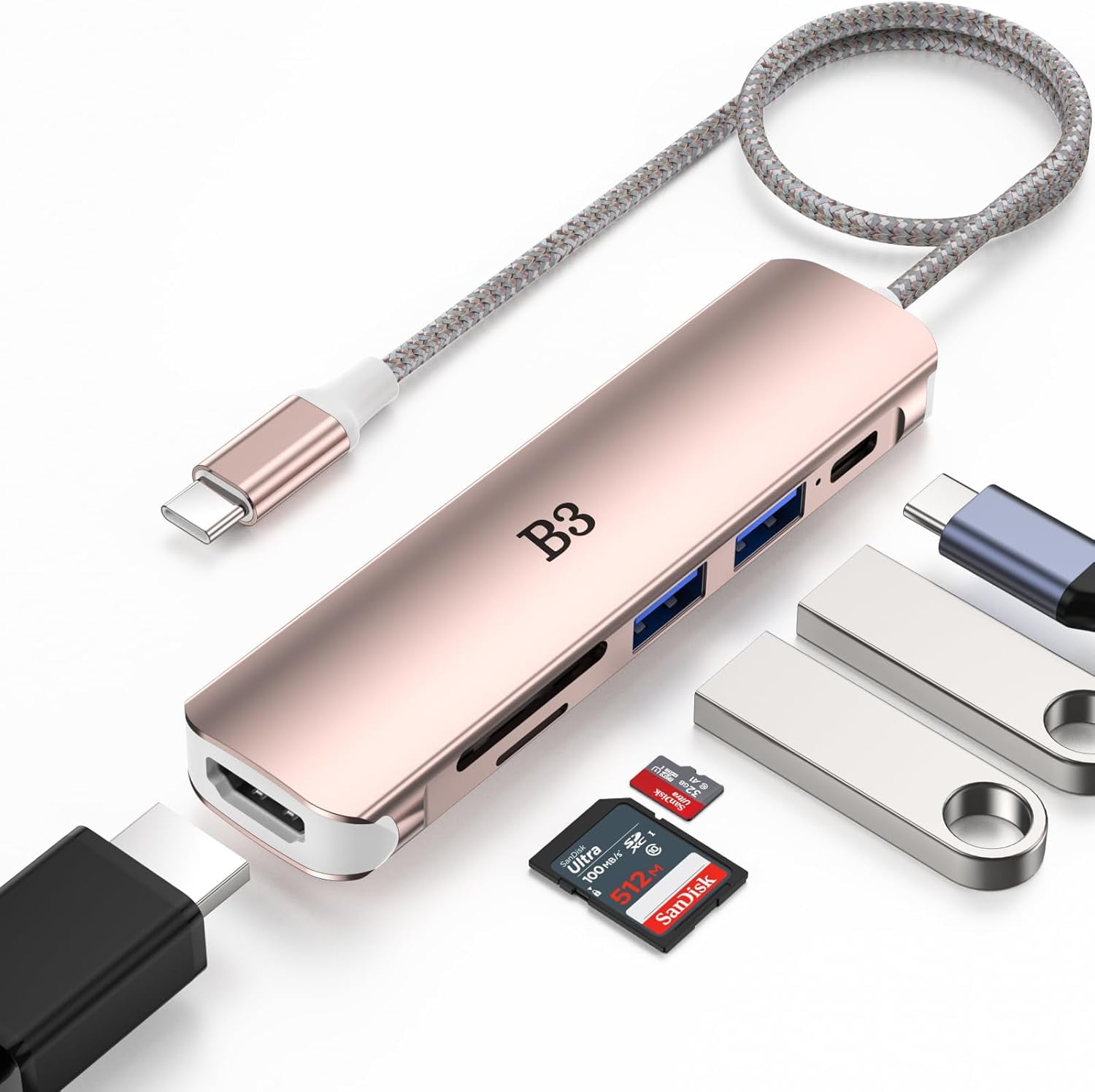 KOMI USB C Hub HDMI Adapter for MacBook Air Pro, 6 in 1 4K Dongle ...