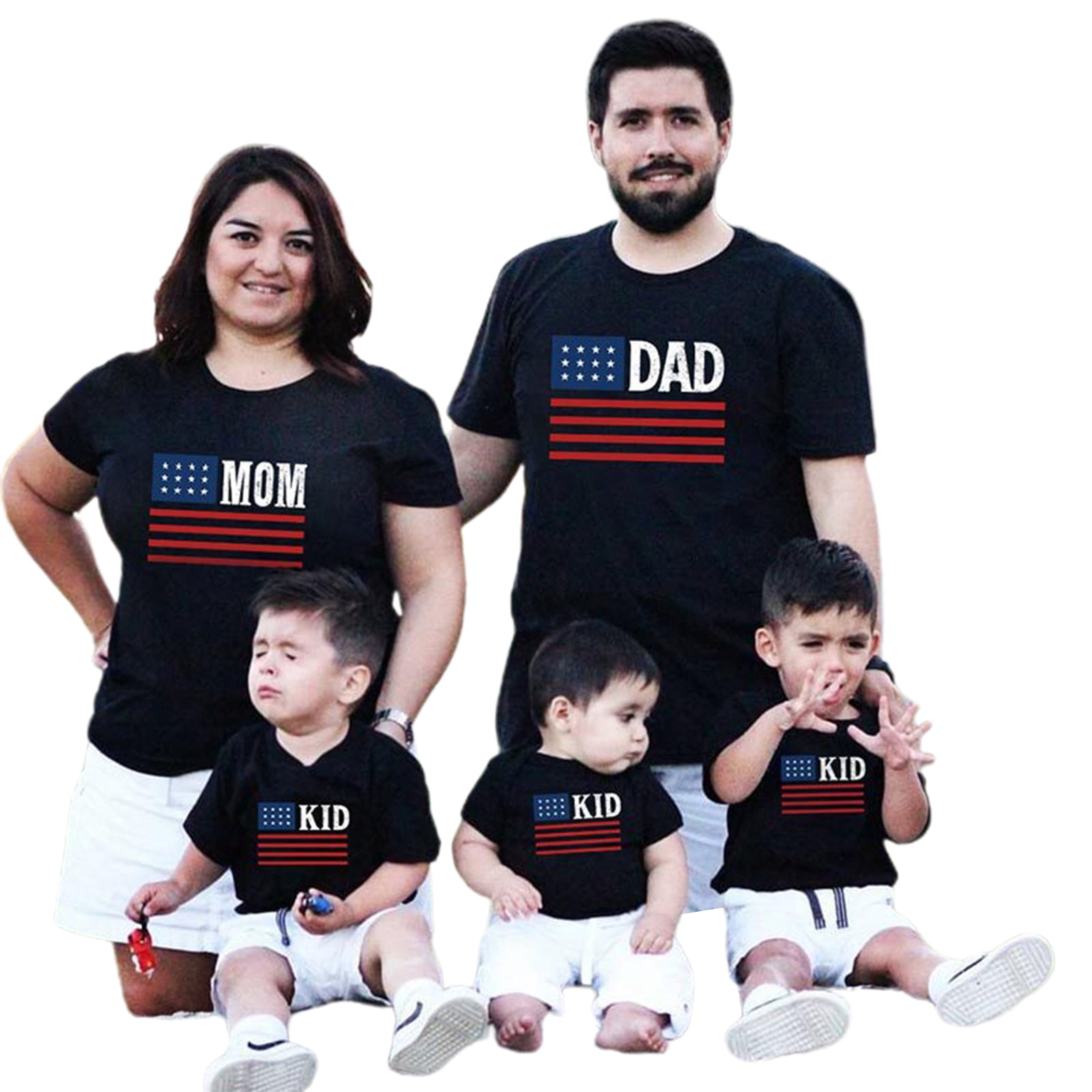 KOMOO Family Matching Parent-child T-shirt Letter Star Stripe Printed ...