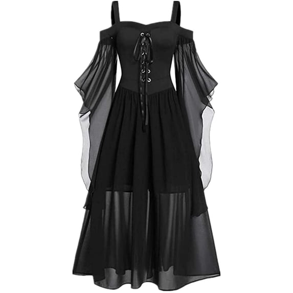 KOMOO Female Halloween Mesh Dress Butterfly Sleeves Off Shoulder ...