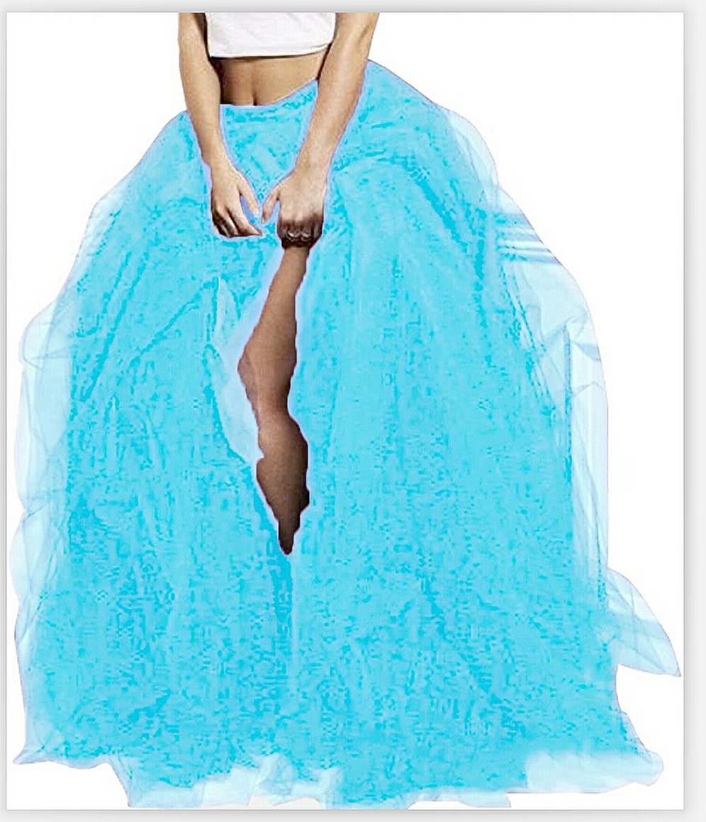 KOMOO Women Layered Skirt High-Waist Tulle Dress A-Line Puff Mesh Front ...