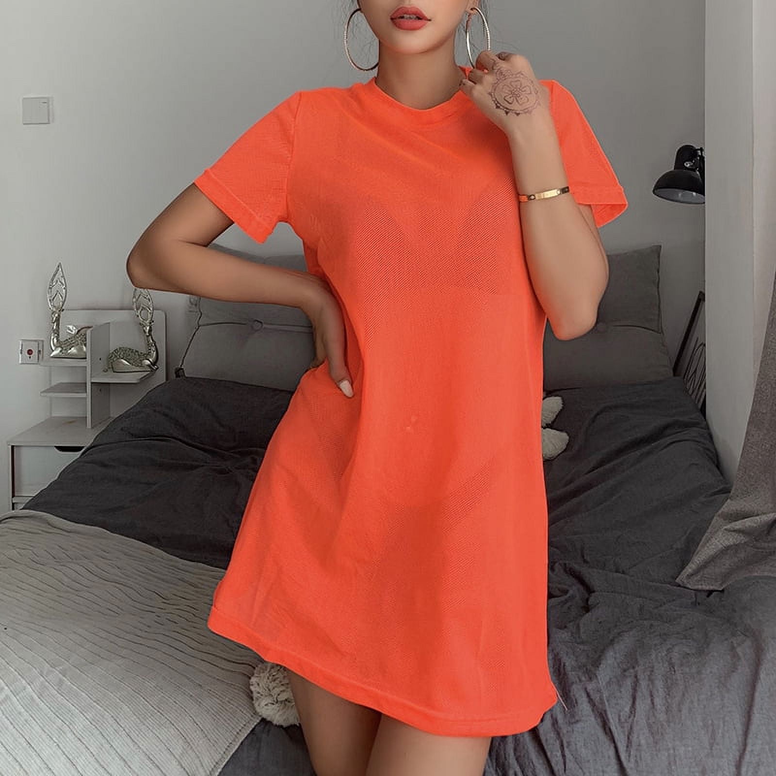 KOMOO Women Mesh Smock Dress Fishnet Beach Dress Swimwear Suit Bikini ...