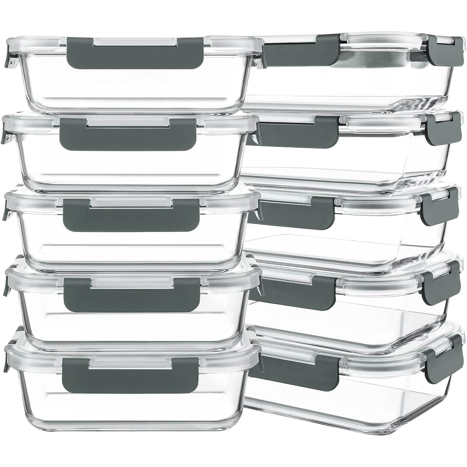 KOMUEE 10 Packs 30 oz Glass Meal Prep Containers,Glass Food Storage ...
