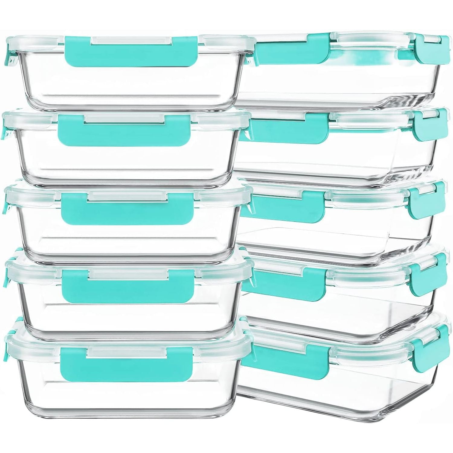 KOMUEE 10 Packs 30 oz Glass Meal Prep Containers,Glass Food Storage ...