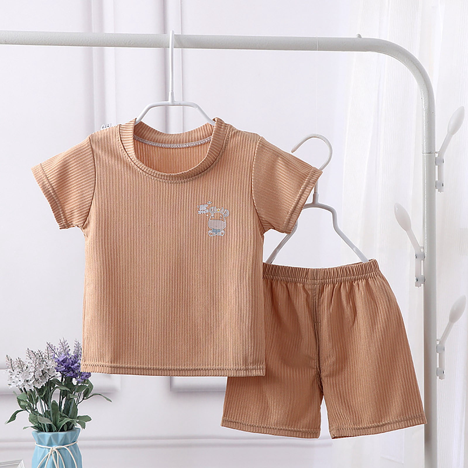 KONDYS Boys 2 Pieces Summer Outfits Child Ice Silk Short Sleeve Cartoon ...