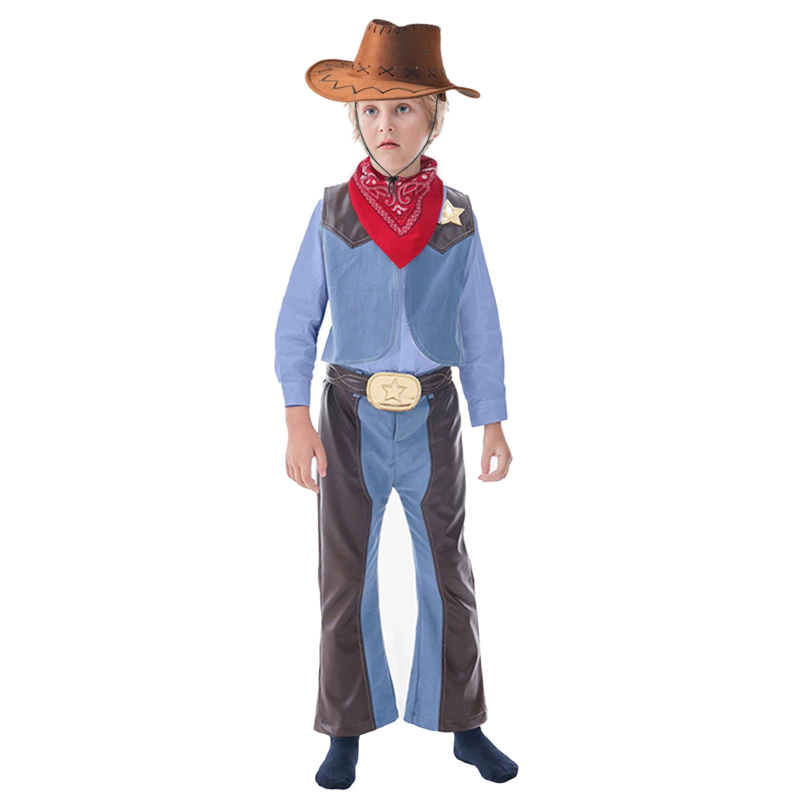 KONDYS Boys 2 Pieces Summer Outfits Party Show Stage Cowboy Suit Child ...