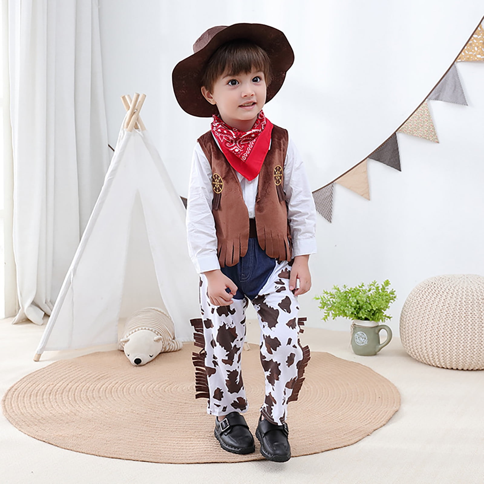 KONDYS Boys 2 Pieces Summer Outfits Party Show Stage Cowboy Suit Child ...