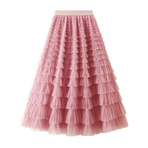 KONDYS Carnival Women's A Line Pleated Skirt Long Skirt Ruffle Mesh ...
