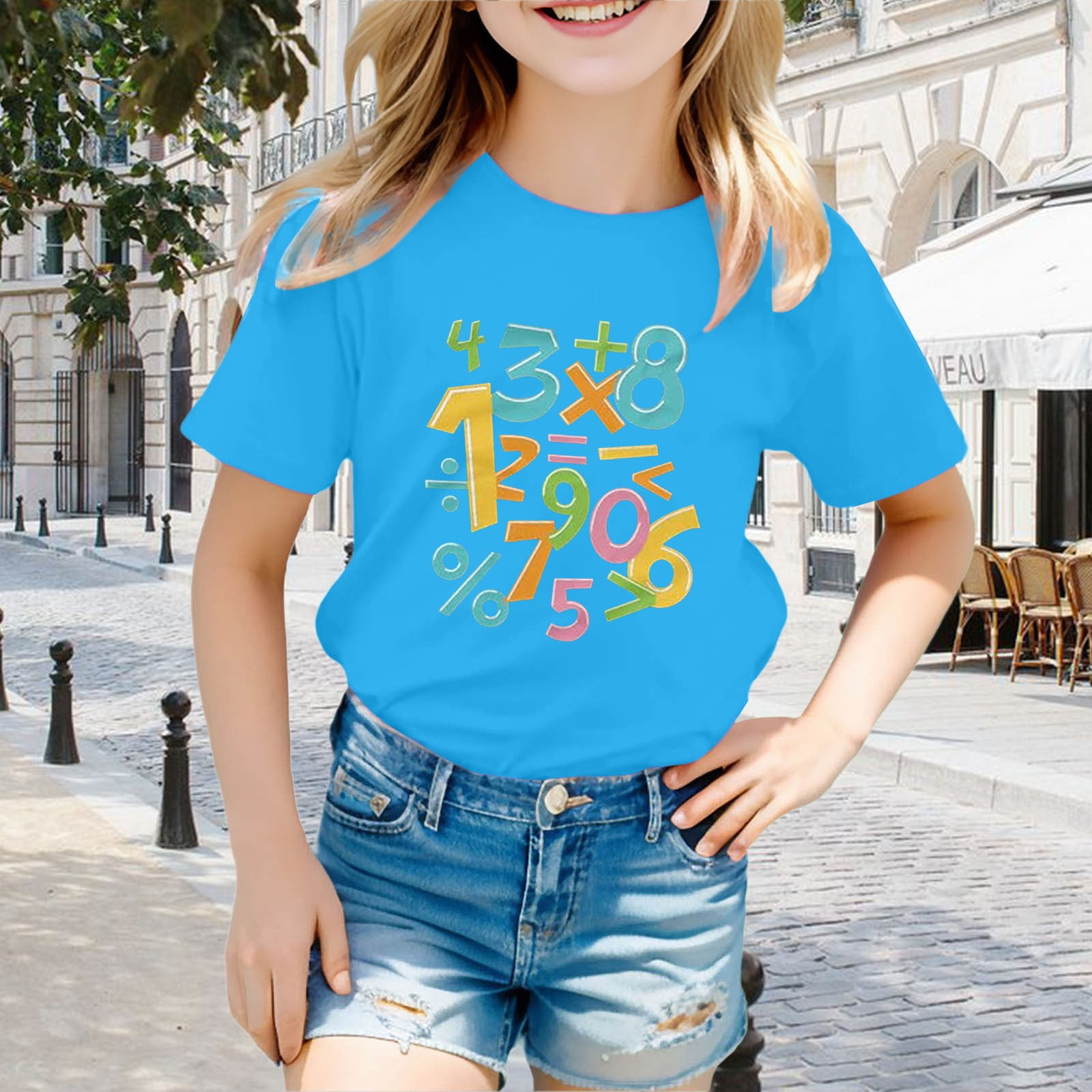 KONDYS Children's Cute Math Themed Casual And Versatile T Shirt Cute ...