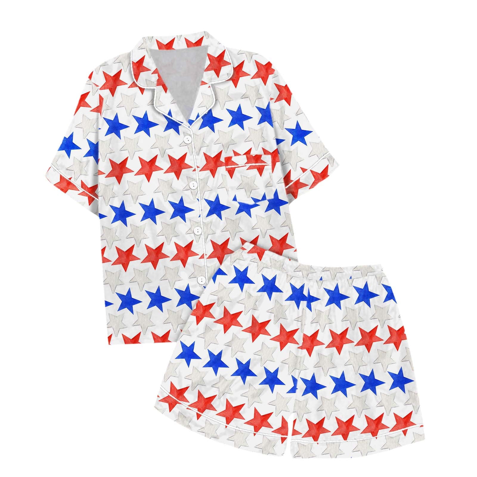 KONDYS Girl Clothes Cute Pajamas 4Th Of July Independence Day Striped ...