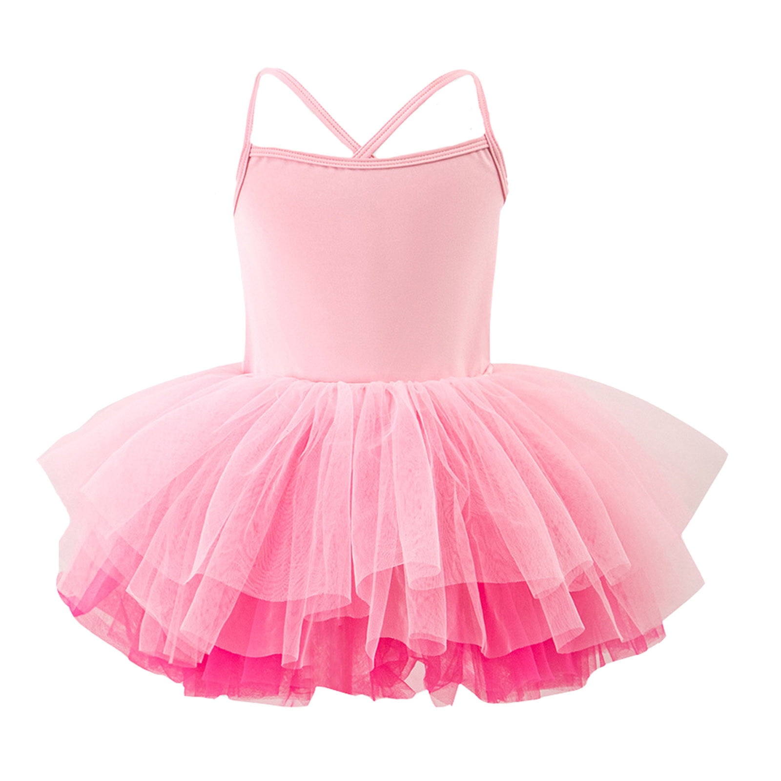 KONDYS Girls Ballet Dress Tutu Performance Outfit Strapless Solid Color ...