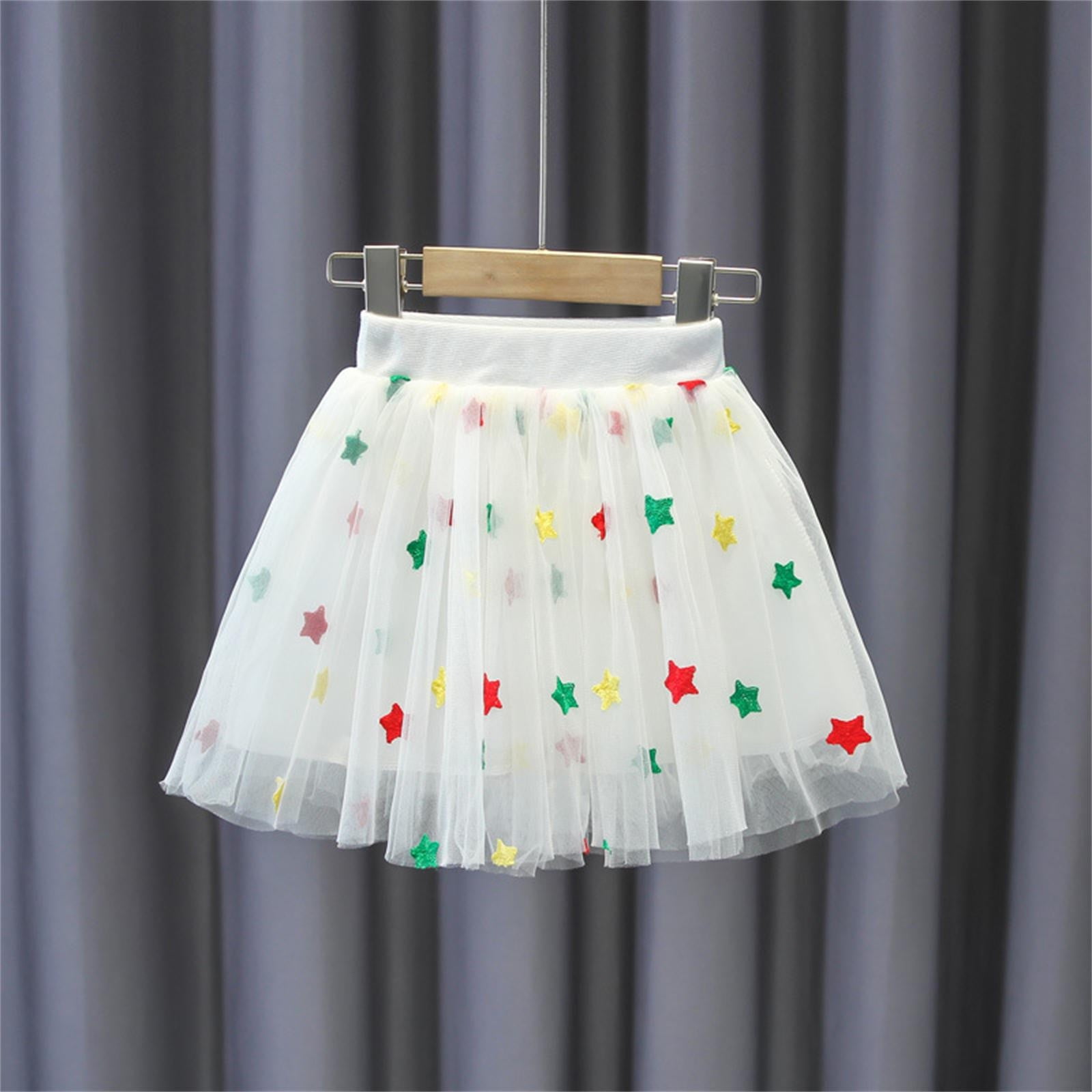 KONDYS Girls Elegant Dresses Cake Skirt Pleated Polka Dot Ruffles Mesh ...