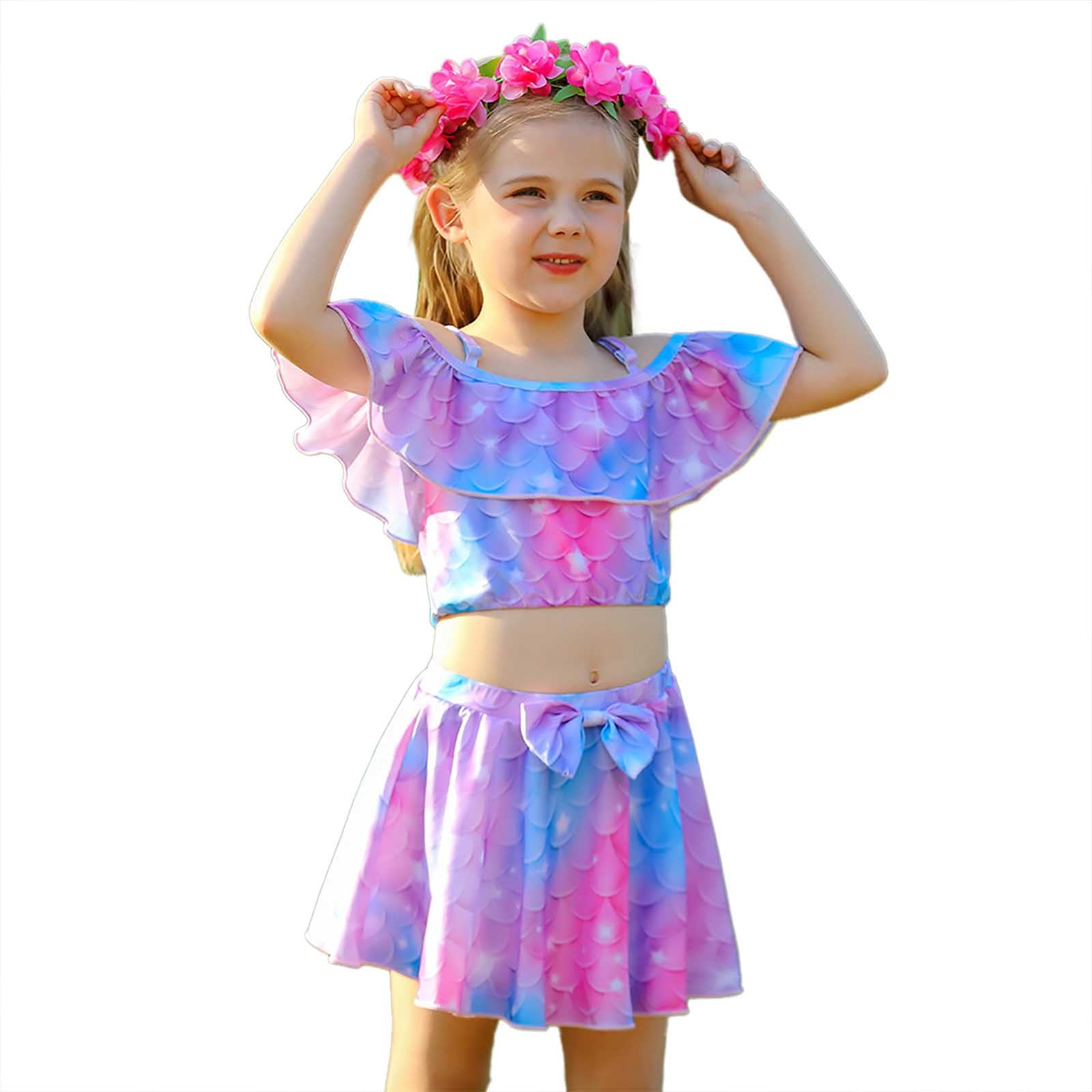 KONDYS Girls Tankini Swimsuits 2 Piece Summer Tie Dye Gradient Prints ...
